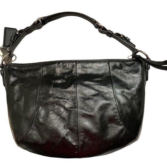 Coach | Bags | Coachsoho Liquid Gloss Black Patent Leather Hobo Bag ...